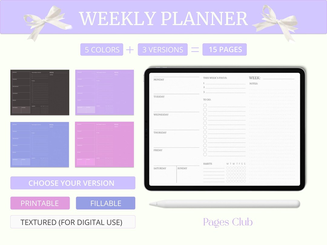 Aesthetic Weekly Planner Printable, Minimalist Weekly Schedule, Week at ...
