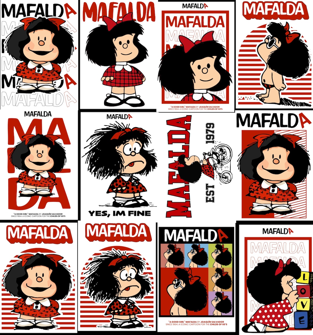 Mafalda PNG Bundle – Digital Cartoon Art for Print and Sublimation - Etsy
