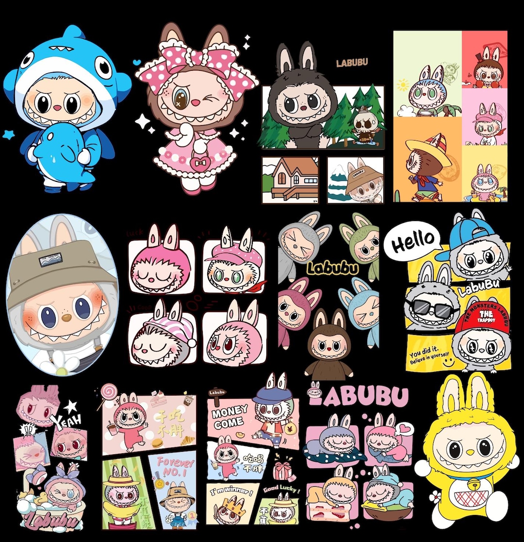 Pack of 26 labubu vector PNG designs - Etsy México