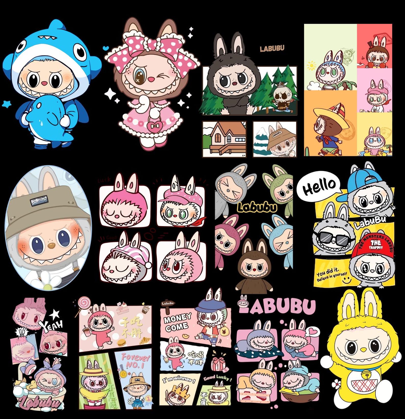 Pack of 26 Labubu Vector PNG Designs - Etsy