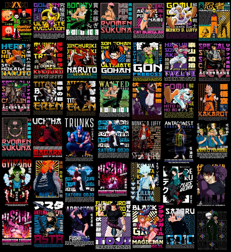 675 PNG Halftone Pack Anime for DTF/DTG - Etsy