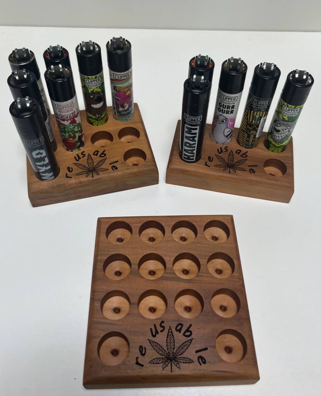 Clipper Lighter Stand, Wooden Lighter Holder, Handmade, Sustainable, Clipper Display, Ecological ...