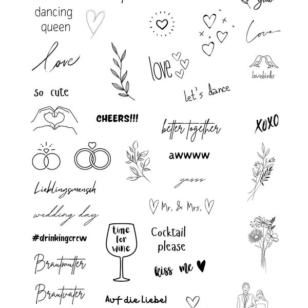 Wedding Temporary Tattoos - Etsy