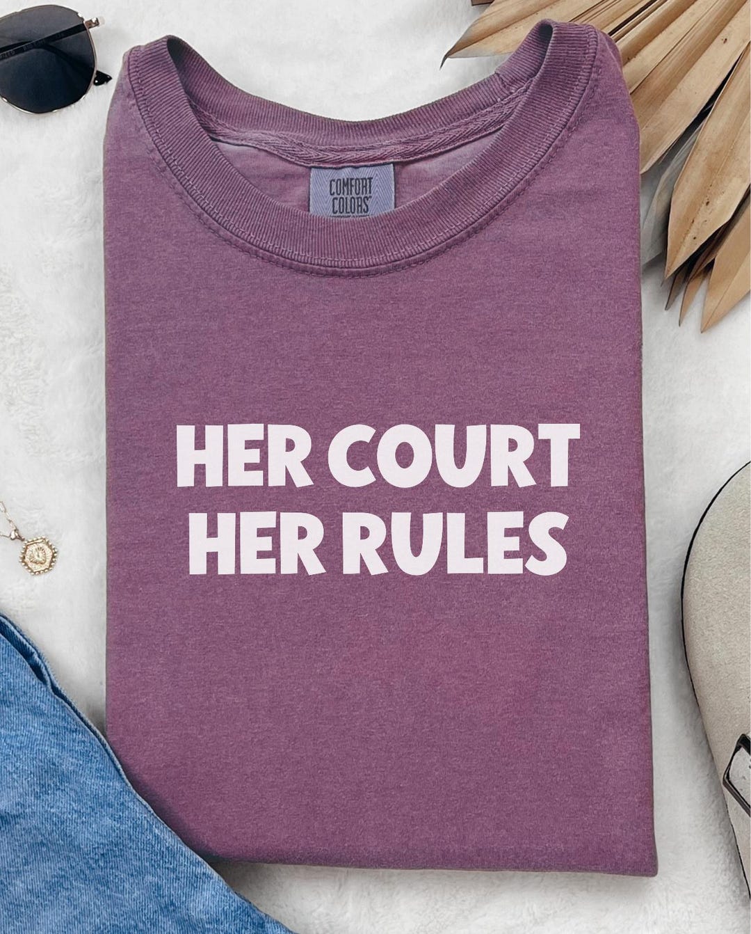 Comfort Colors® Her Court Her Rules Pickleball Shirt, Women’s Paddle ...