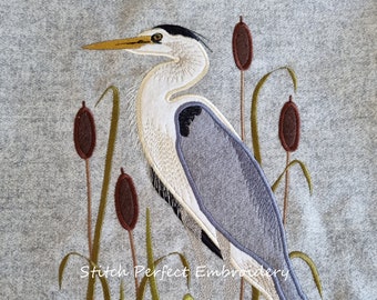 White Heron Embroidery Design - Etsy