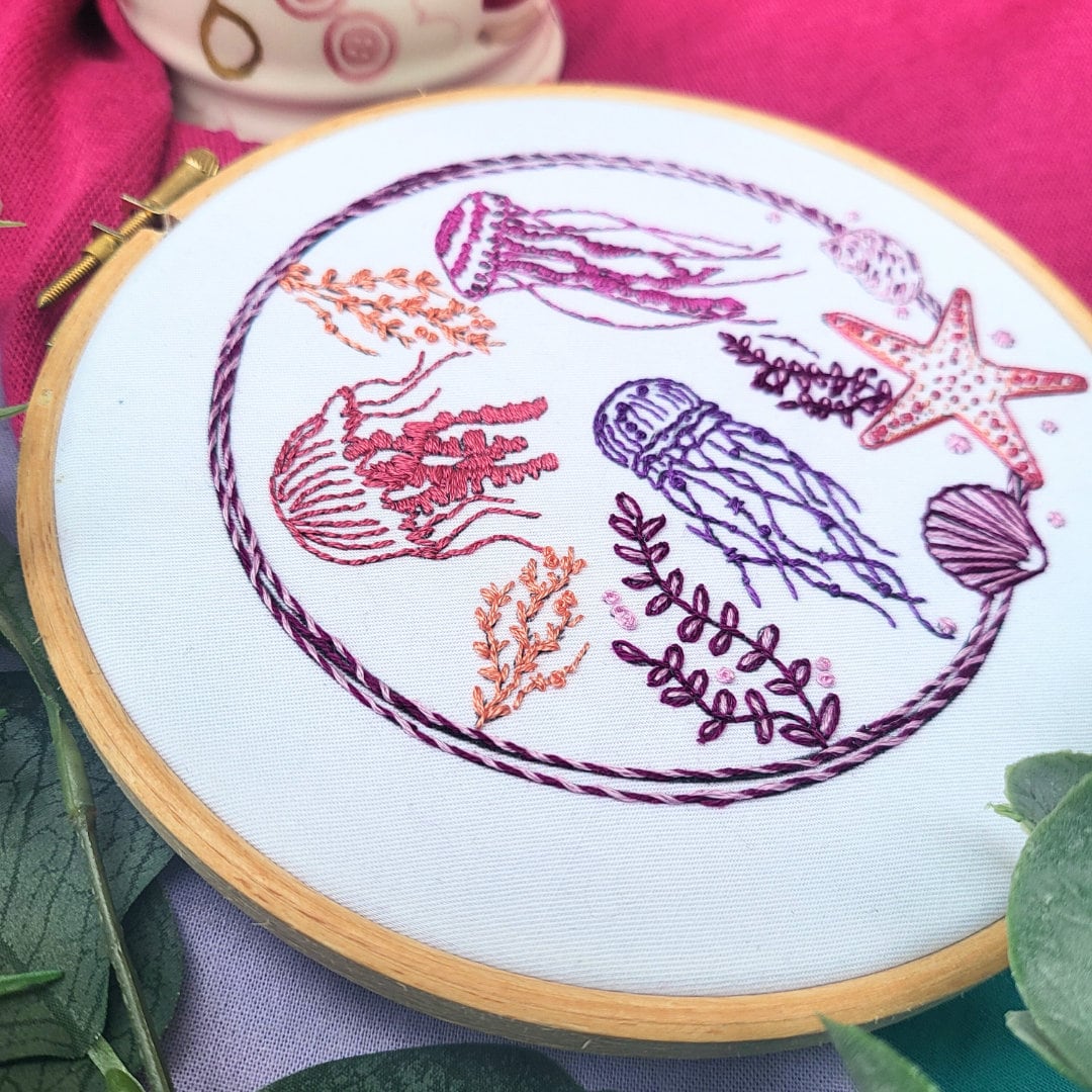 Jellyfish Embroidery Pattern, Jellyfish Beginner Embroidery Kit ...