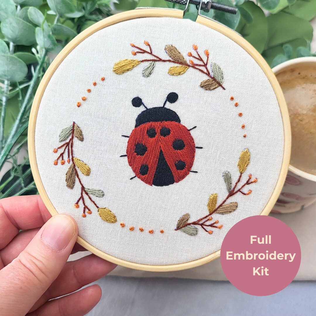 Ladybird Embroidery Kit, Ladybug Embroidery Kit, Insect Embroidery Kit ...