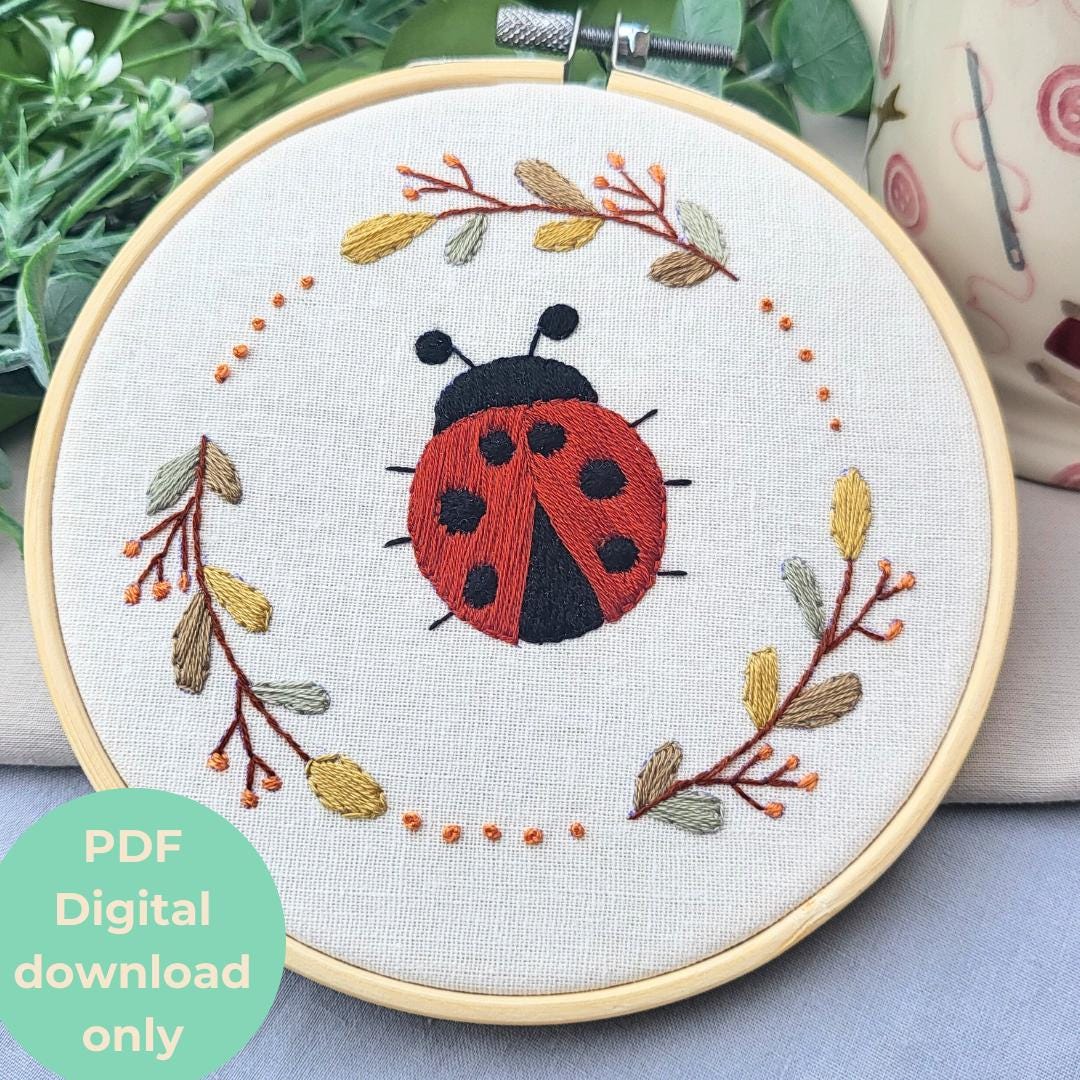 Ladybird Embroidery Pattern, Ladybug Embroidery Pattern, Insect ...