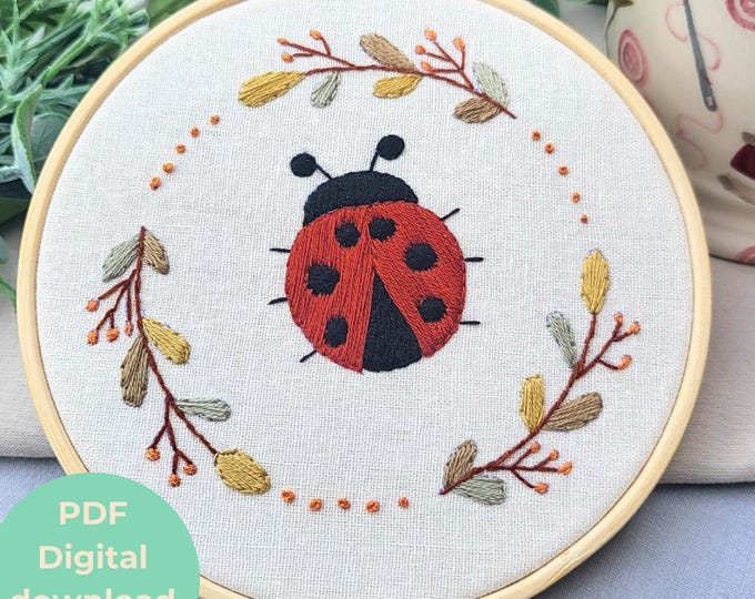 Ladybird Embroidery Pattern, Ladybug Embroidery Pattern, Insect ...