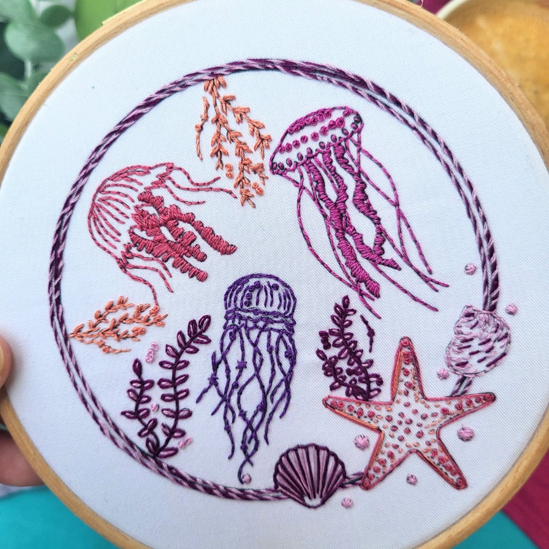 Jellyfish Embroidery Pattern, Jellyfish Beginner Embroidery Kit ...