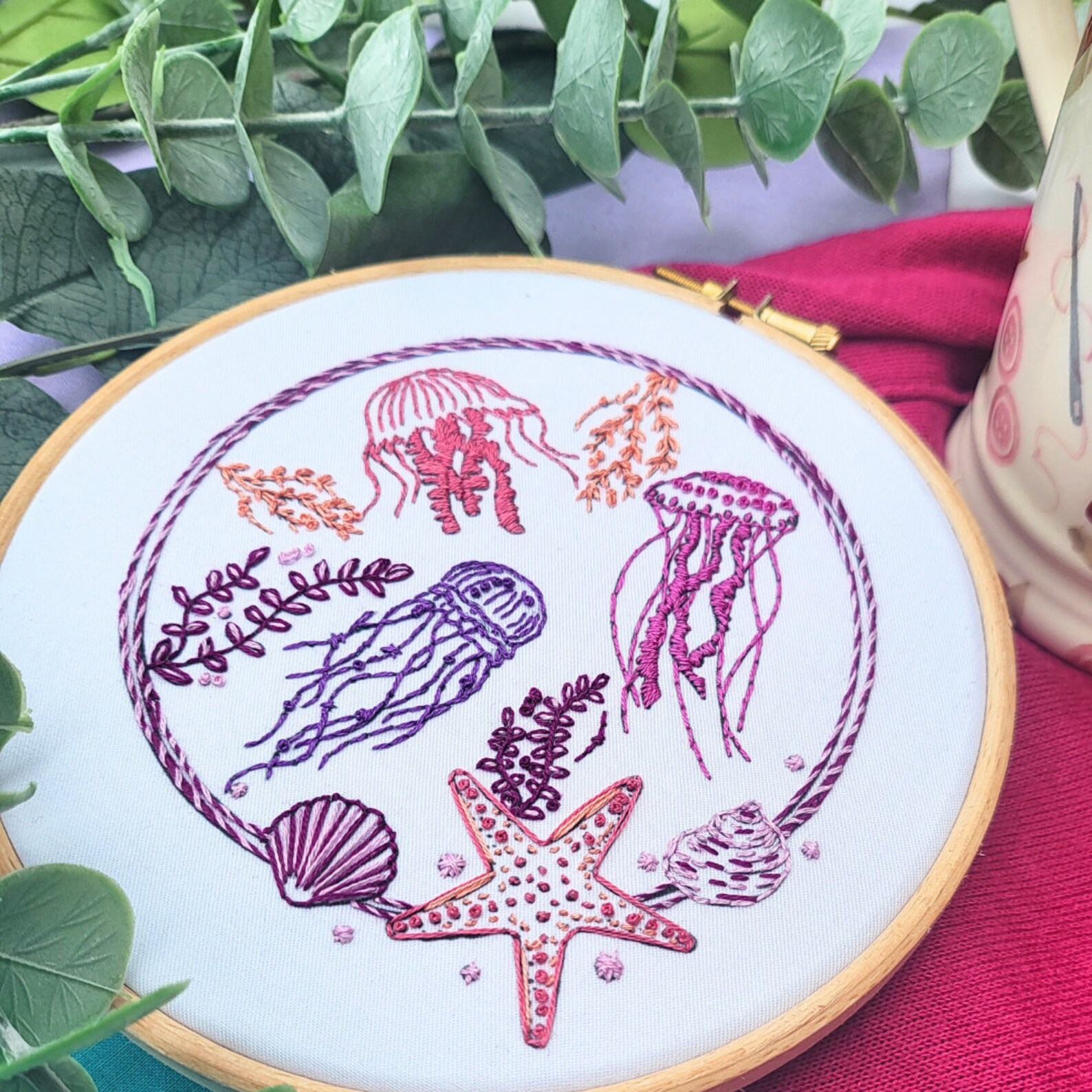 Jellyfish Embroidery Pattern, Jellyfish Beginner Embroidery Kit ...
