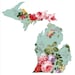 Michigan Vintage Floral Decal smittenwiththemitten Vehicle Car Decal ...