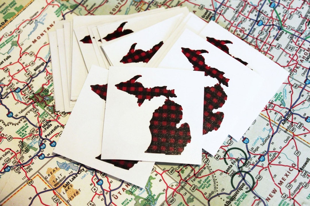 Red Buffalo Plaid Michigan Decal – Waterproof Bumper Sticker - Etsy