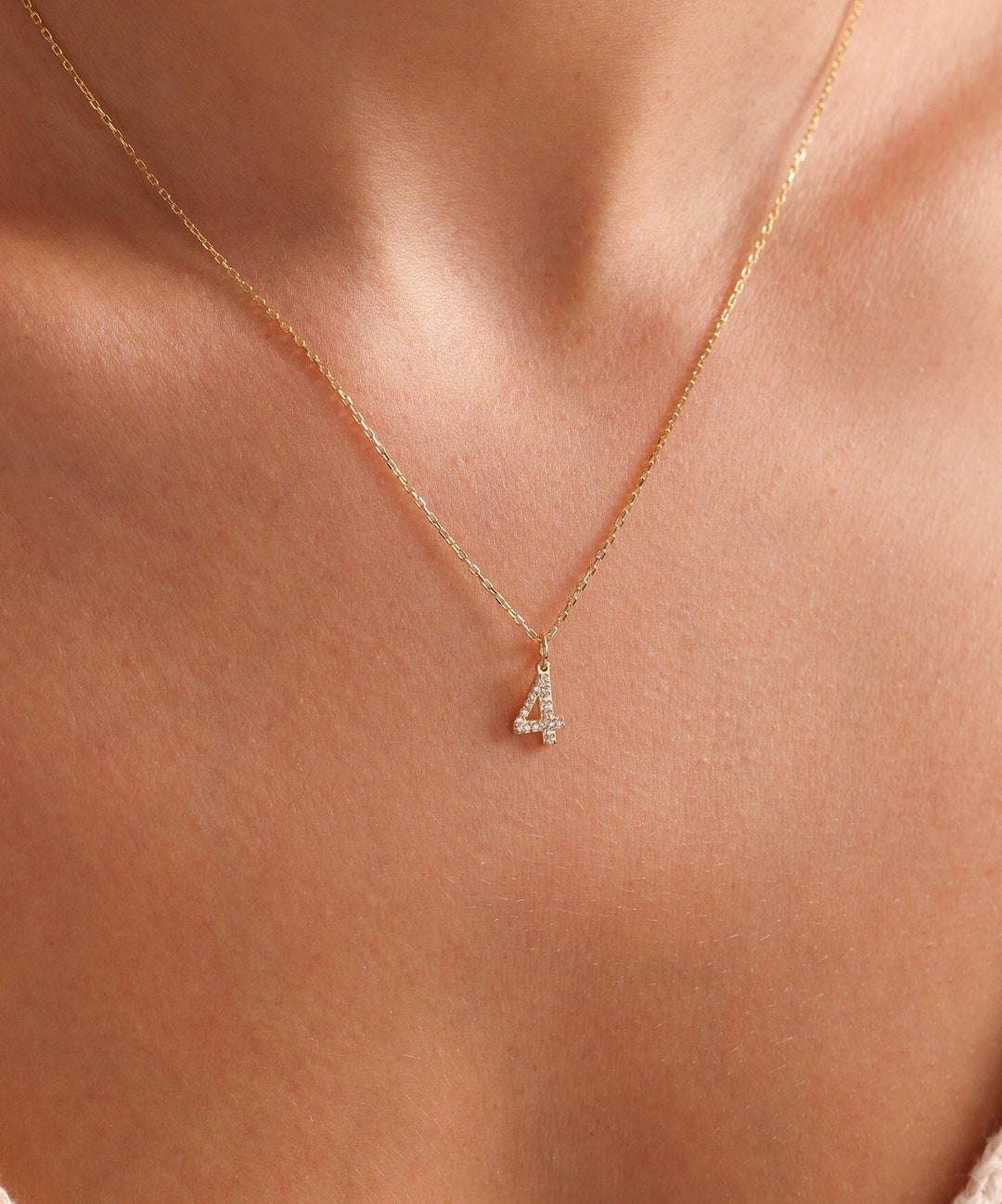 Diamond Baseball Player Number Necklace, Luck Number Necklace, Gold ...