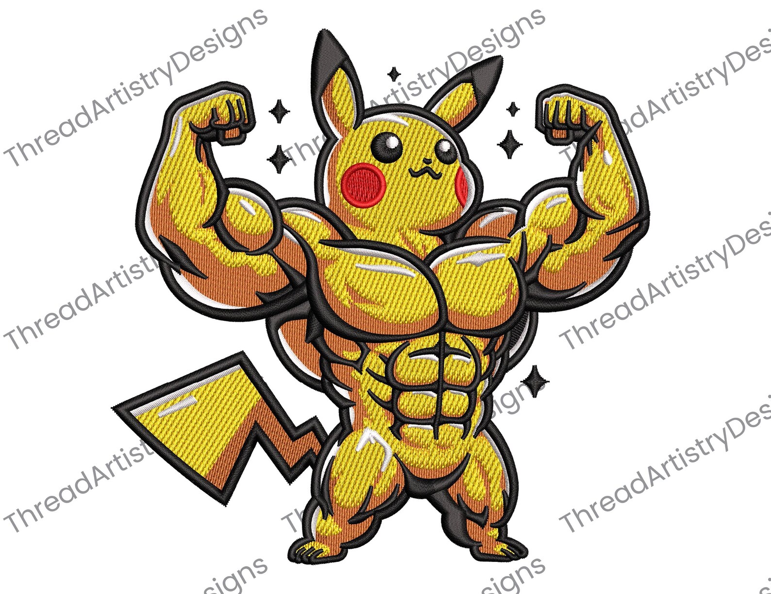 Pikachu Embroidery, Muscle Embroidery, Fitness Embroidery, Workout ...