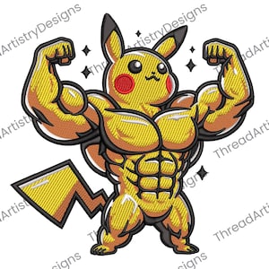 Pikachu Embroidery, Muscle Embroidery, Fitness Embroidery, Workout ...
