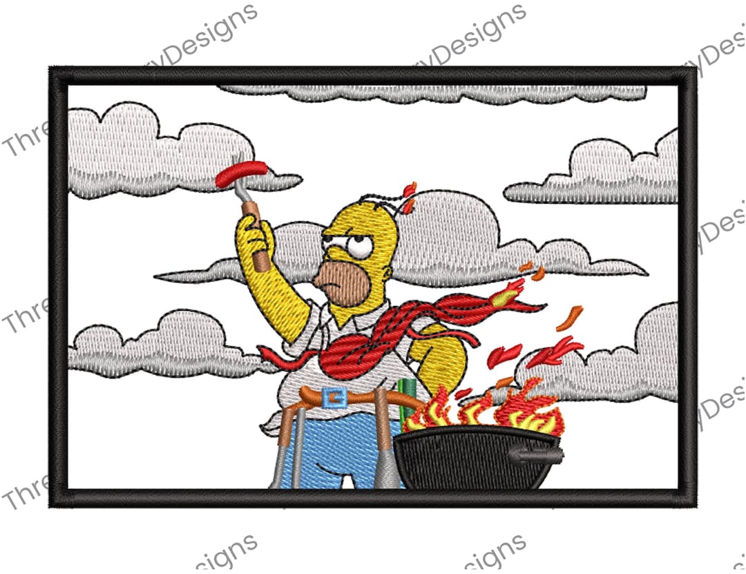 Homer Simpson BBQ Embroidery Design (instant Download) - Etsy