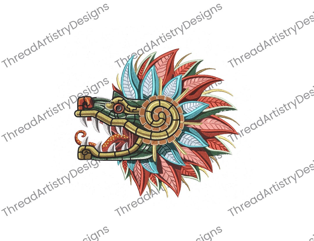 Quetzalcoatl Aztec Mayan Machine Embroidery Designs File Aztec Warrior ...