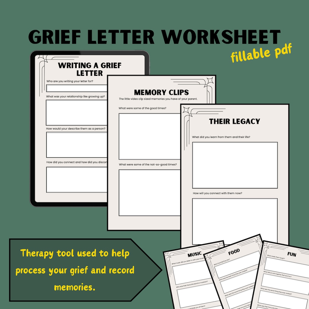 Grief Letter Worksheet (fillable and Printable Versions Available) - Etsy