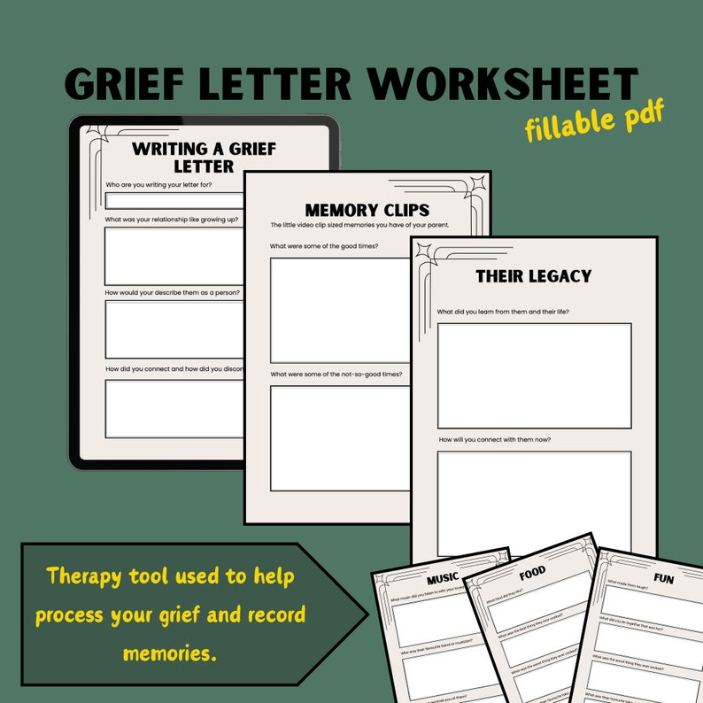 Grief Letter Worksheet fillable and Printable Versions Available - Etsy ...
