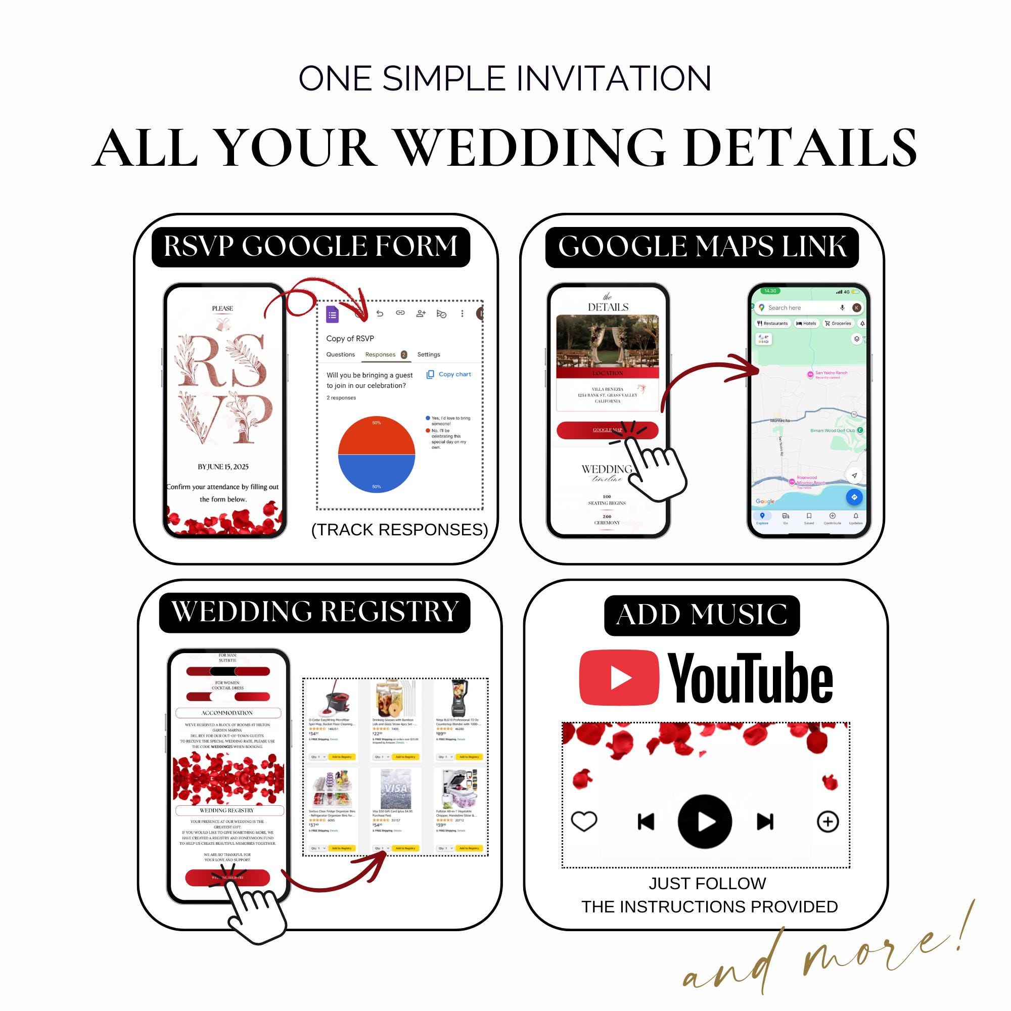 Animated Wedding Invitation, White Rose Digital Wedding Video With ...