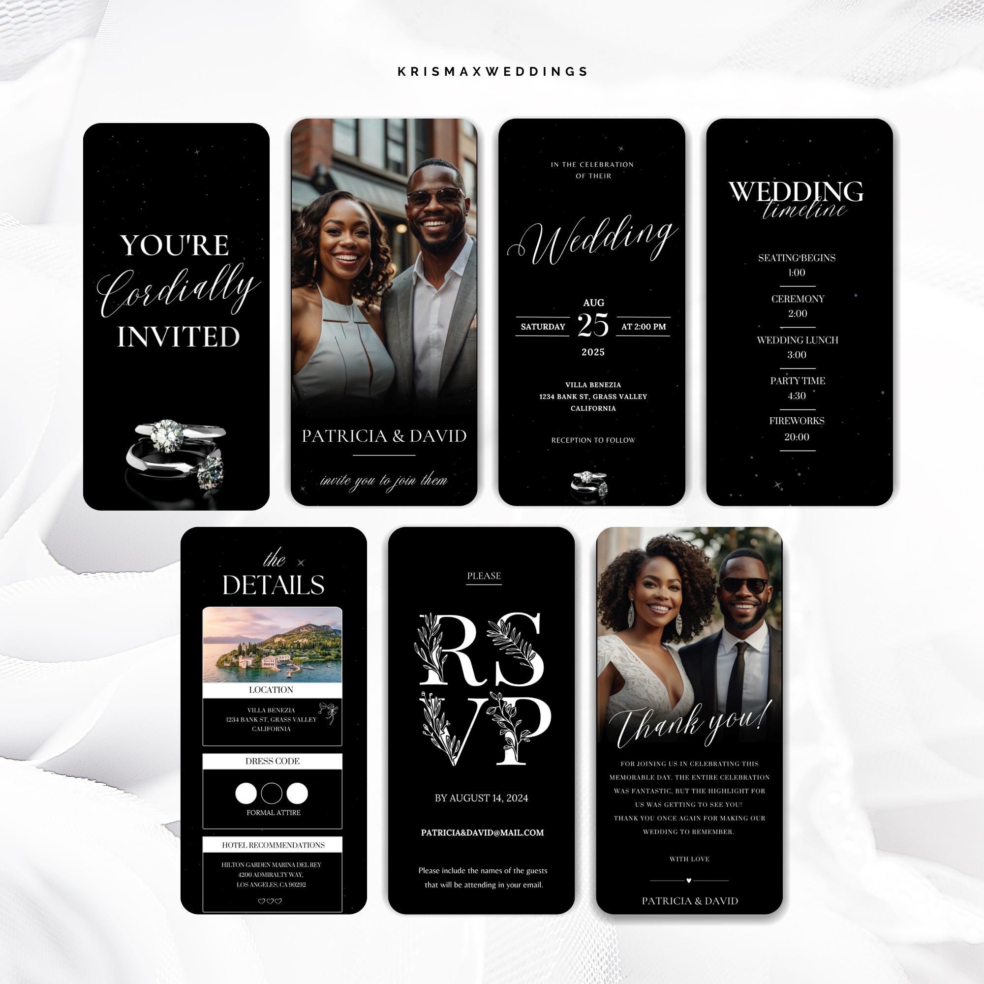 Black and White Animated Wedding Invitation, Editable DIY Canva ...