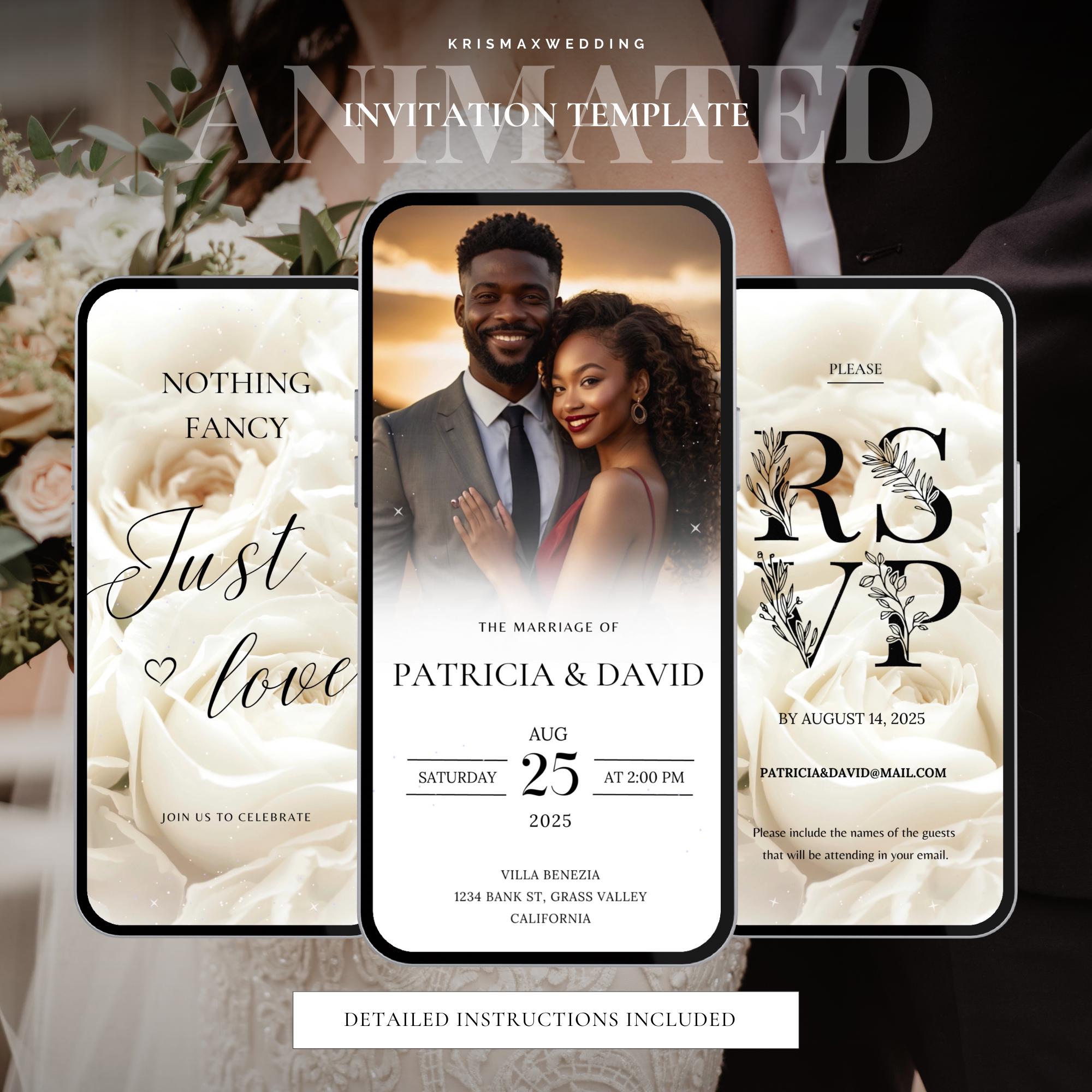Digital Wedding Invitation Template Custom Video Wedding Invite ...