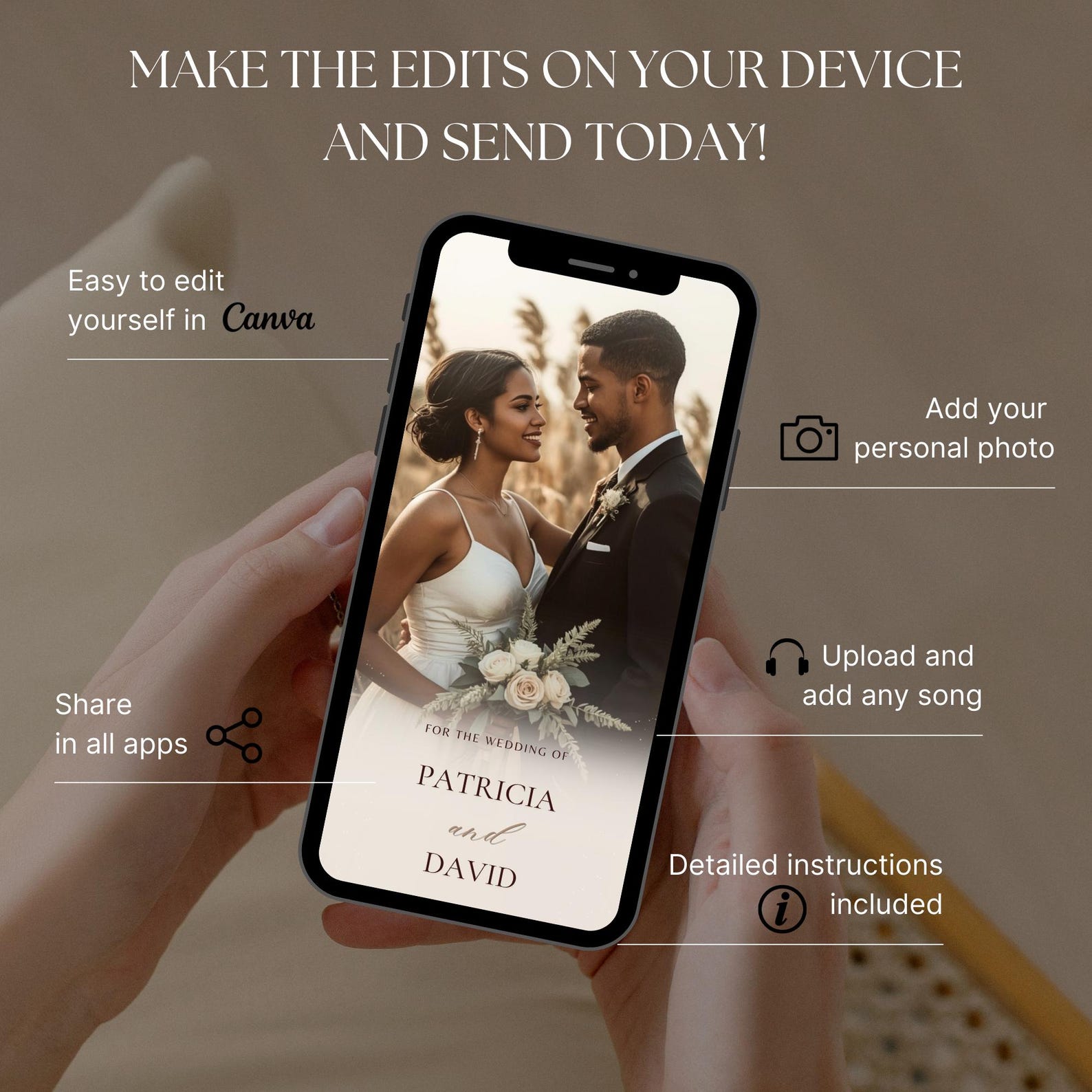 Elegant Neutral Wedding Save the Date Invitation | Animated Digital ...