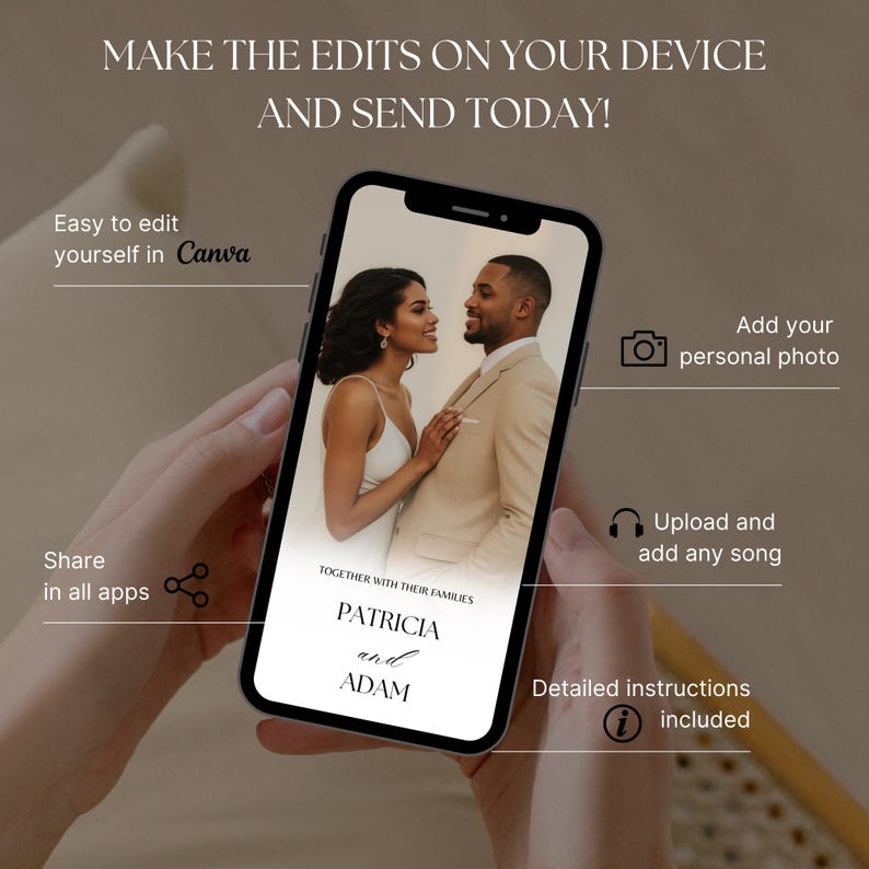 Animated Wedding Invitation, Elegant White Rose Digital Wedding Video ...