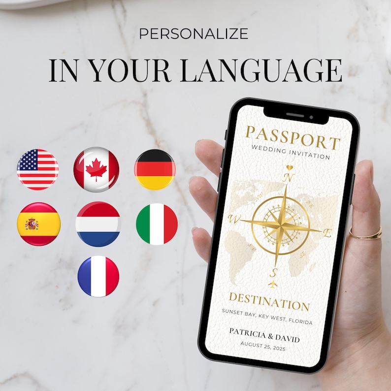 Elegant Passport Wedding Invitation Template, Animated Destination ...