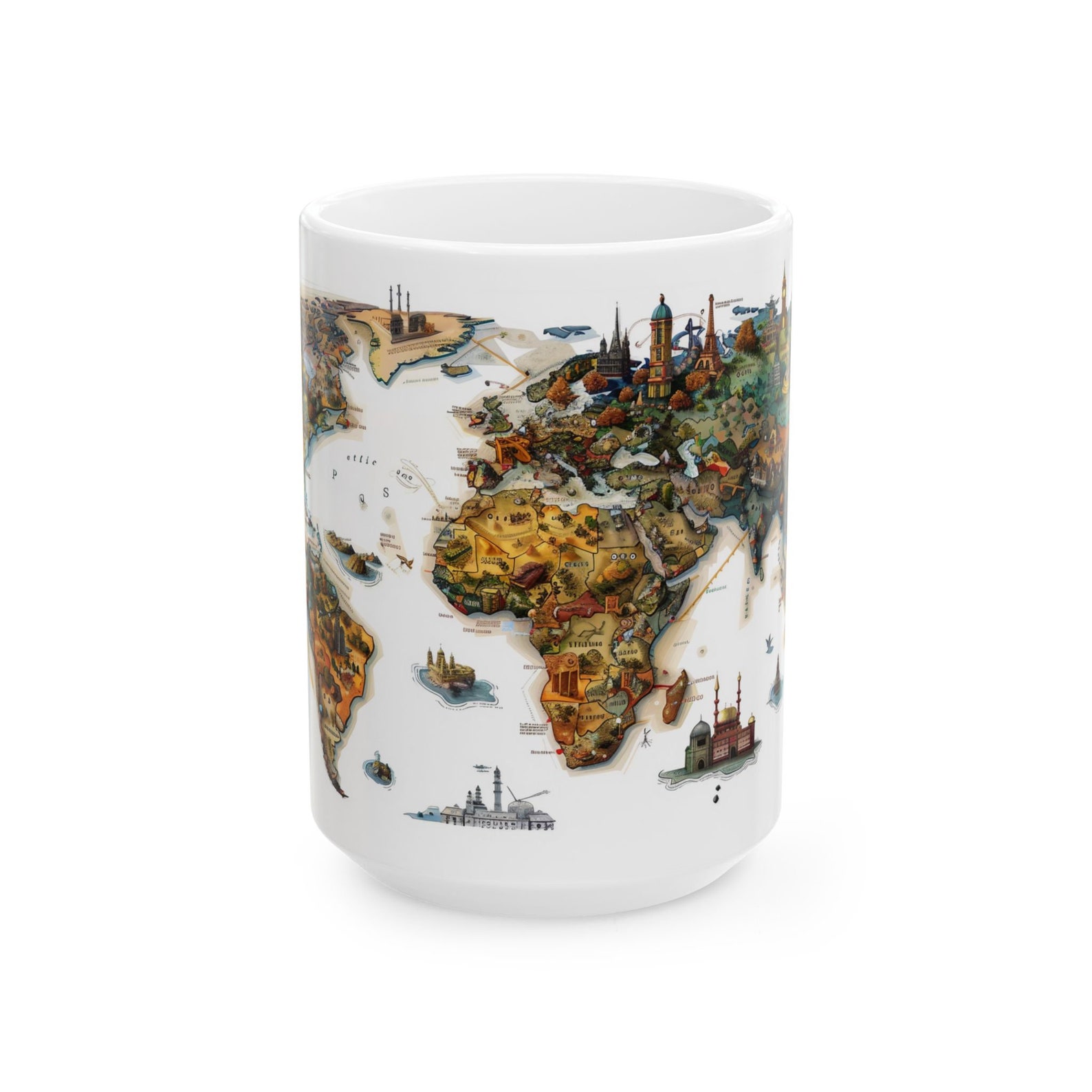 3D World Map for Travelers Mug Ceramic Mug Gift for Her Travel Mug Gift ...