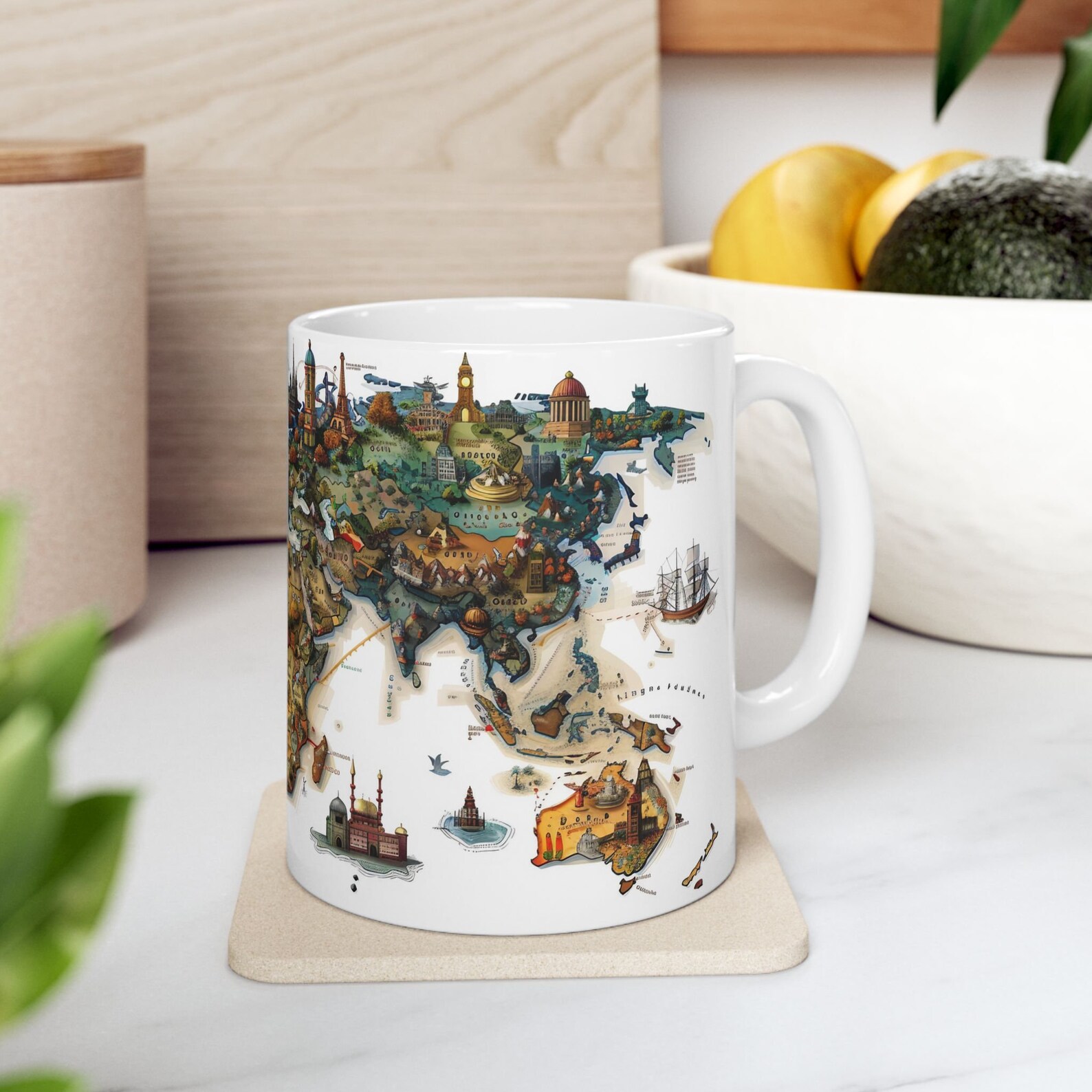 3D World Map for Travelers Mug Ceramic Mug Gift for Her Travel Mug Gift ...