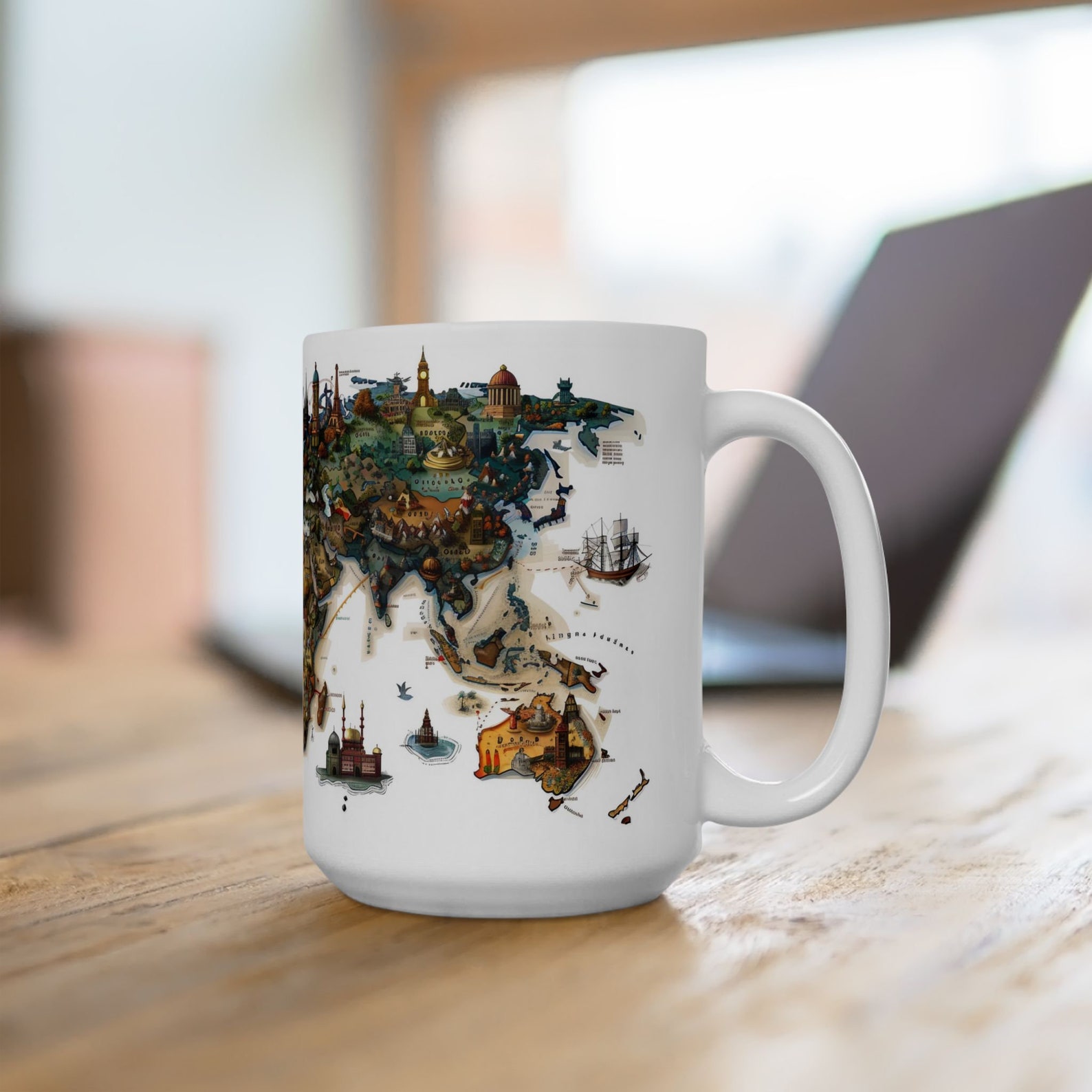 3D World Map for Travelers Mug Ceramic Mug Gift for Her Travel Mug Gift ...