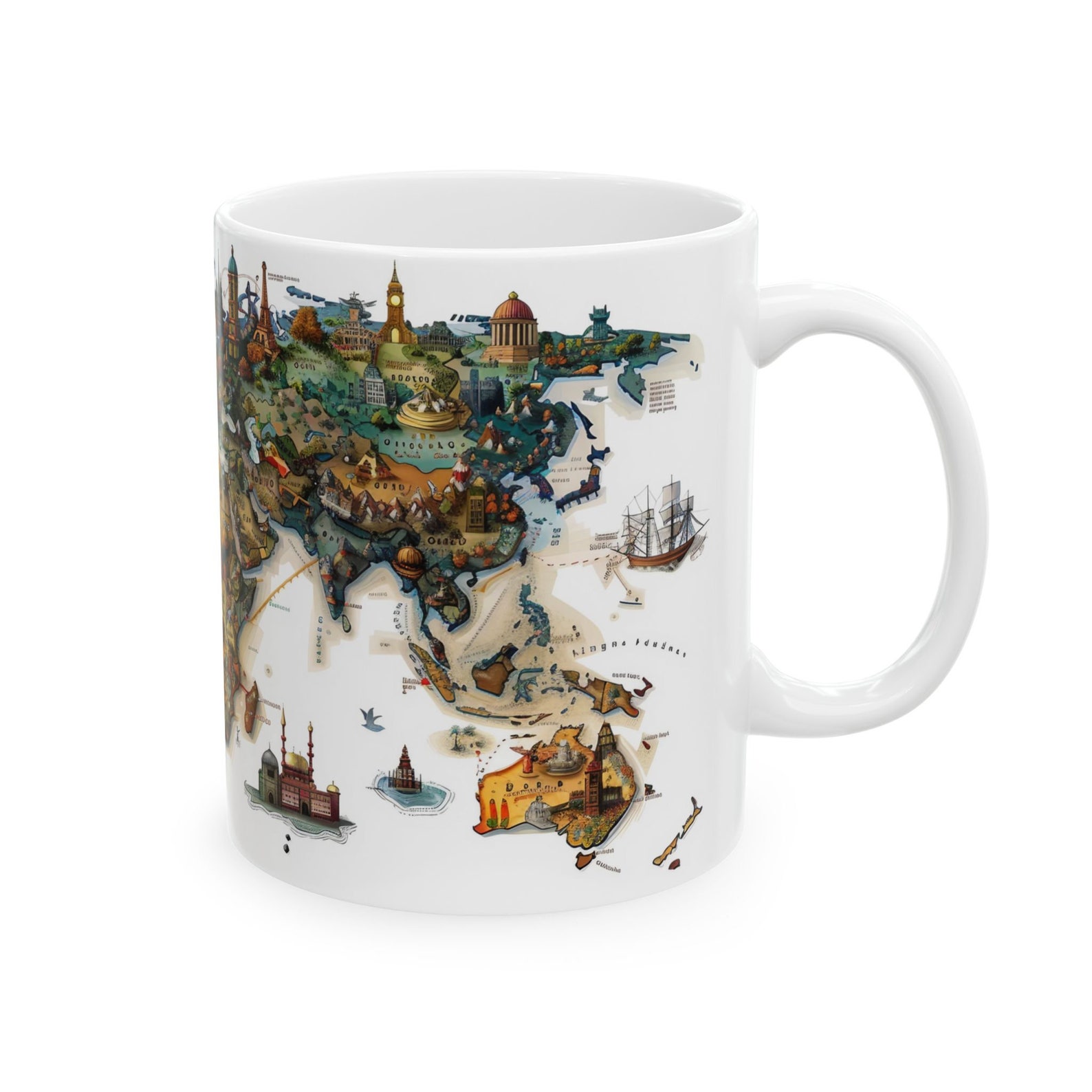 3D World Map for Travelers Mug Ceramic Mug Gift for Her Travel Mug Gift ...