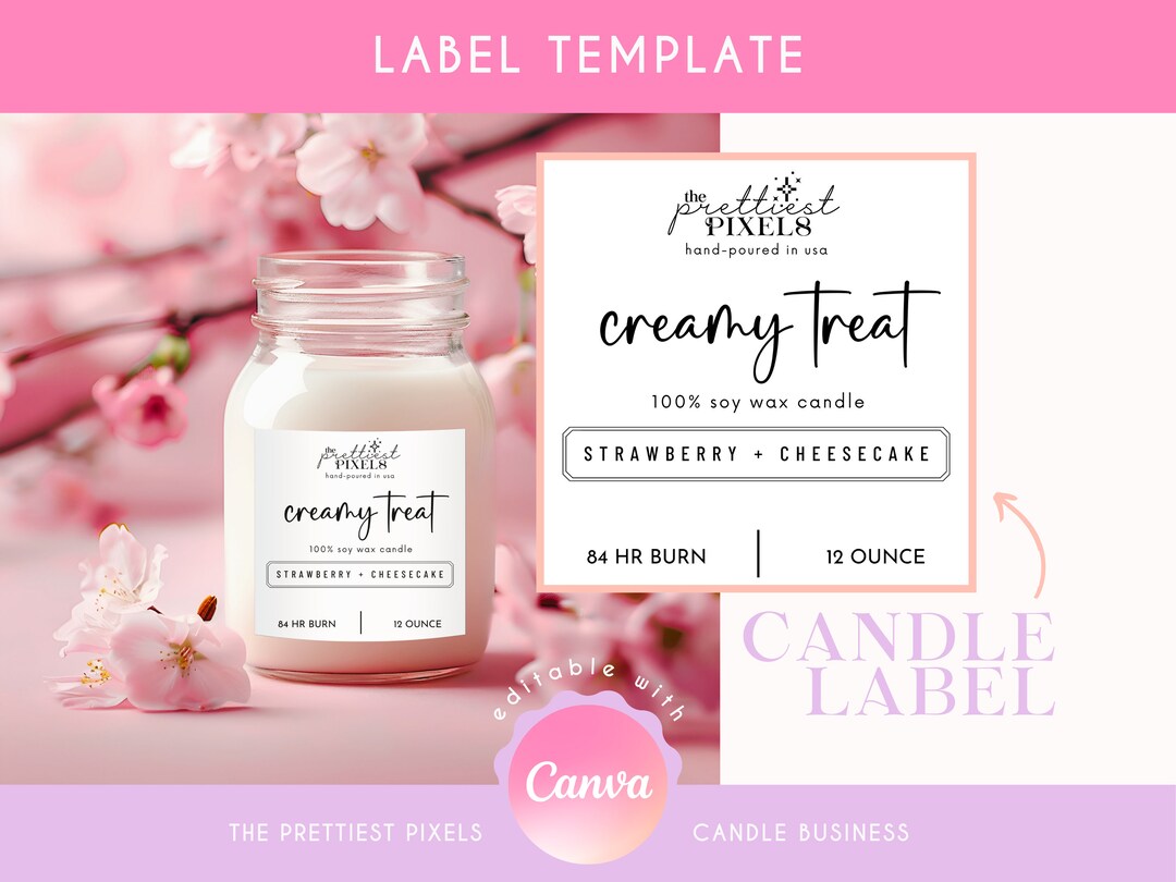 Premade Candle Small Business Product Label Editable Canva Template ...