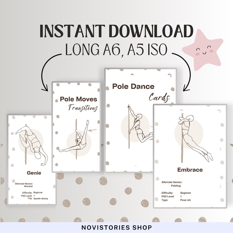 Beginner Pole Dance Moves Book 70 Printable Cards Guide (intro/beginner ...