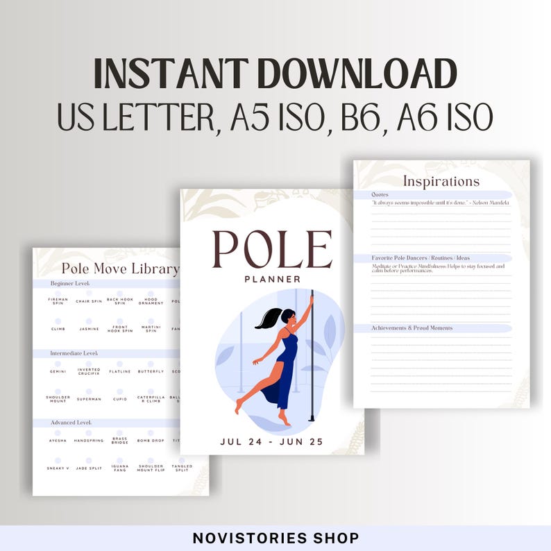 Pole Planner Jul 2024 June 2025 | A5 & A6 Format Printable, SMART Goal ...