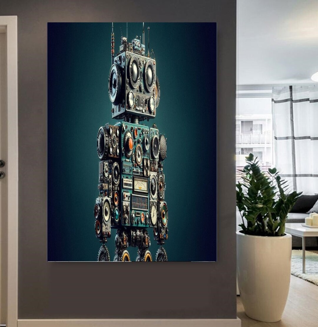 Robot Canvas, Robot Wall Decor, Robot Print, Robot Poster, Robot Decor ...