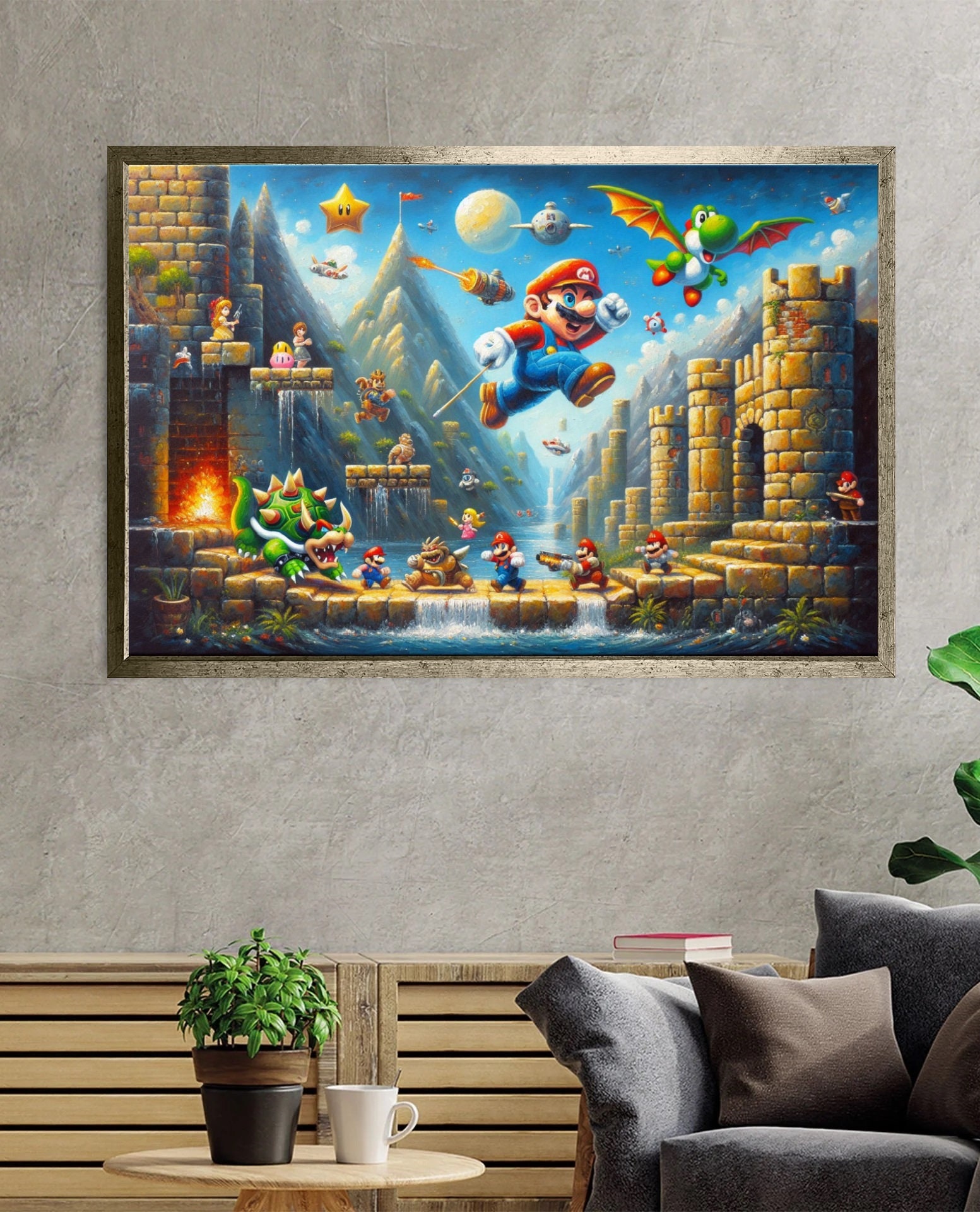 Mario World, Super Mario Canvas Gift, Abstract Artwork, Game Room Wall ...