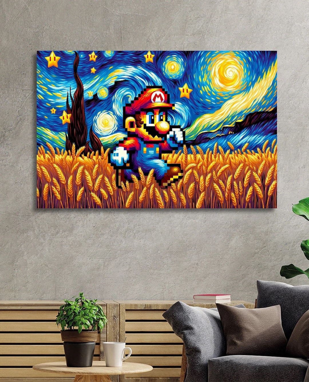 Mario World, Super Mario Canvas Gift, Abstract Artwork, Game Room Wall ...
