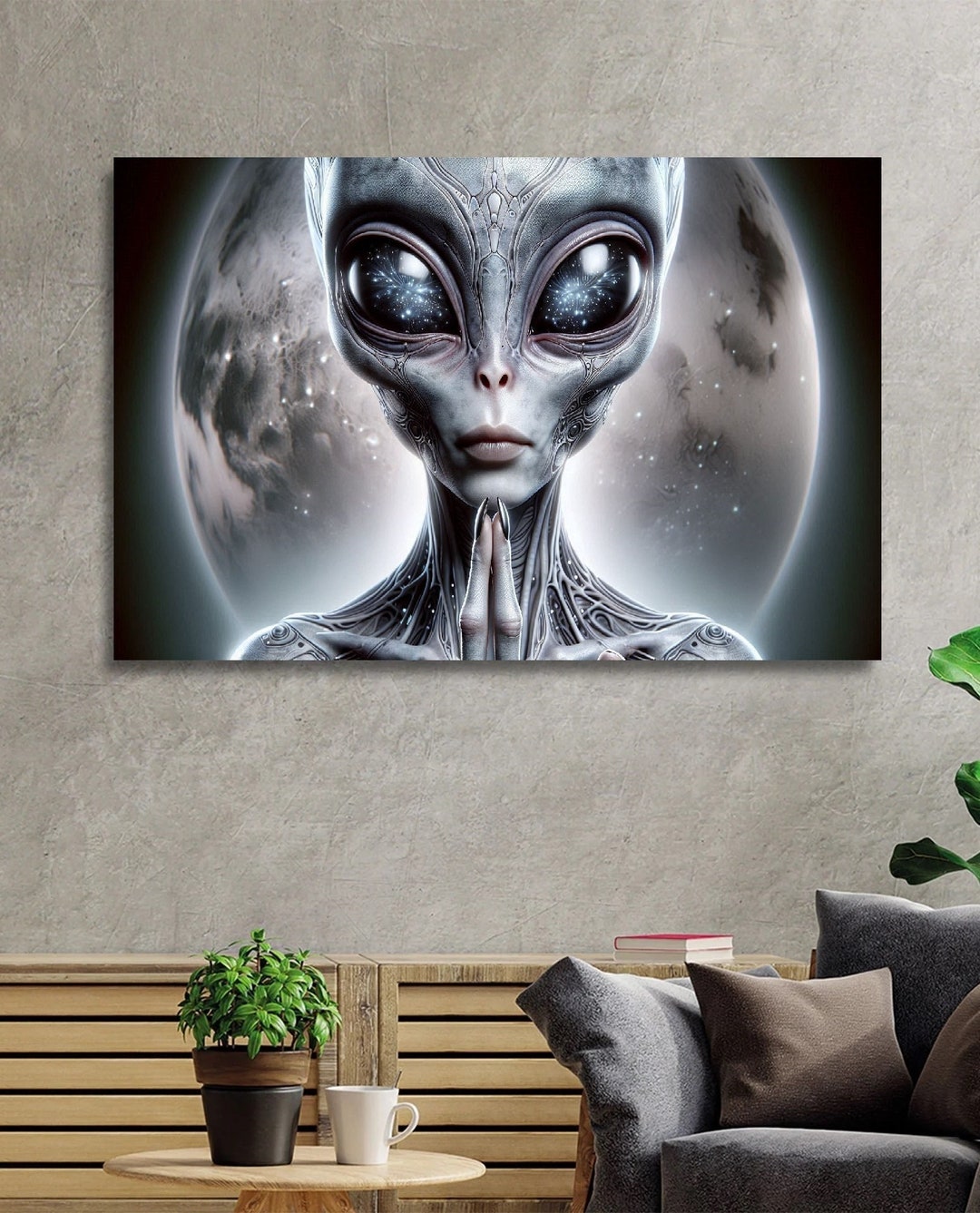 Alien Woman, Alien Canvas, Alien Painting, Grey Body, Shining Eyes, Ufo ...
