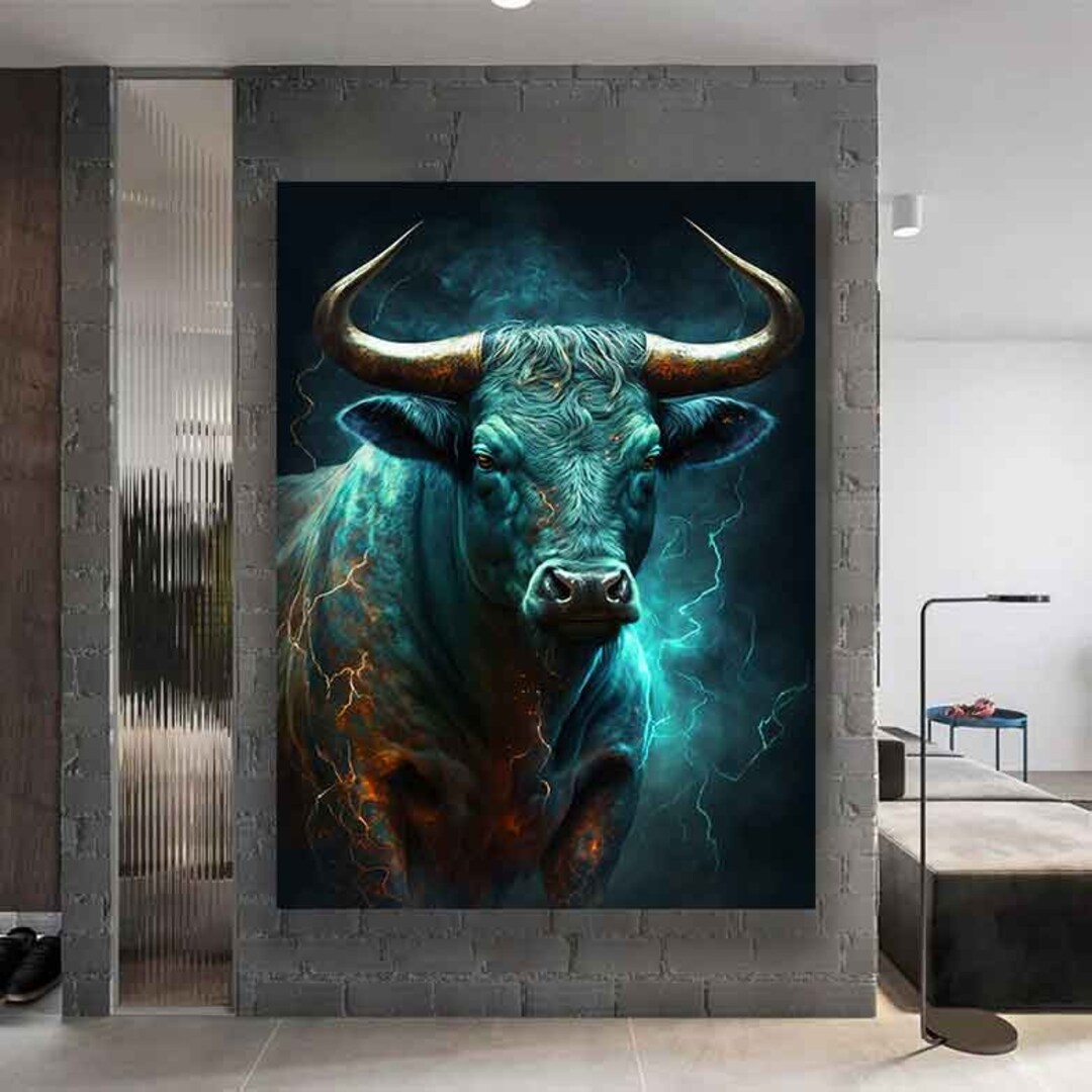 Bull Canvas Wall Art, Storm Bull, Canvas Print Art, Canvas Wall Decor ...