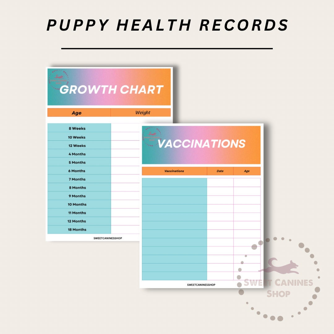 Pet Health Tracker, Growth Chart Printable, Puppy Growth Chart, Puppy ...