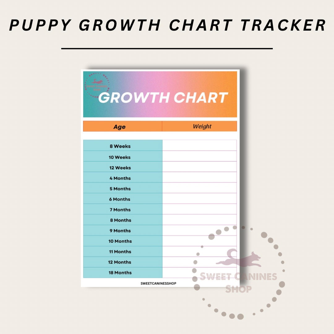Pet Growth Chart Printable, Puppy Growth Chart, Puppy Vet Record, A4 ...
