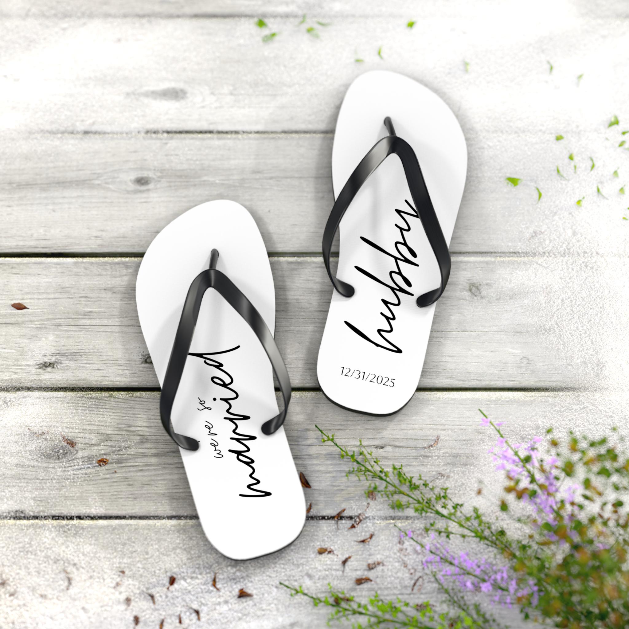 Hubby & We're so Married Flip Flops – Custom Date Wedding Sandals - Etsy