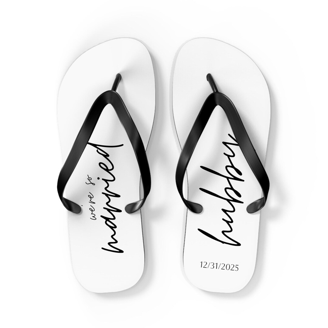 Hubby & We're so Married Flip Flops – Custom Date Wedding Sandals - Etsy