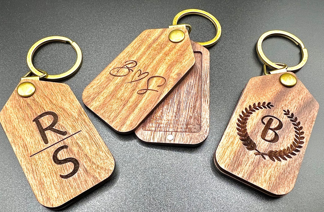 Custom Walnut Wood Key Chain With Hidden Photo Compartment ...