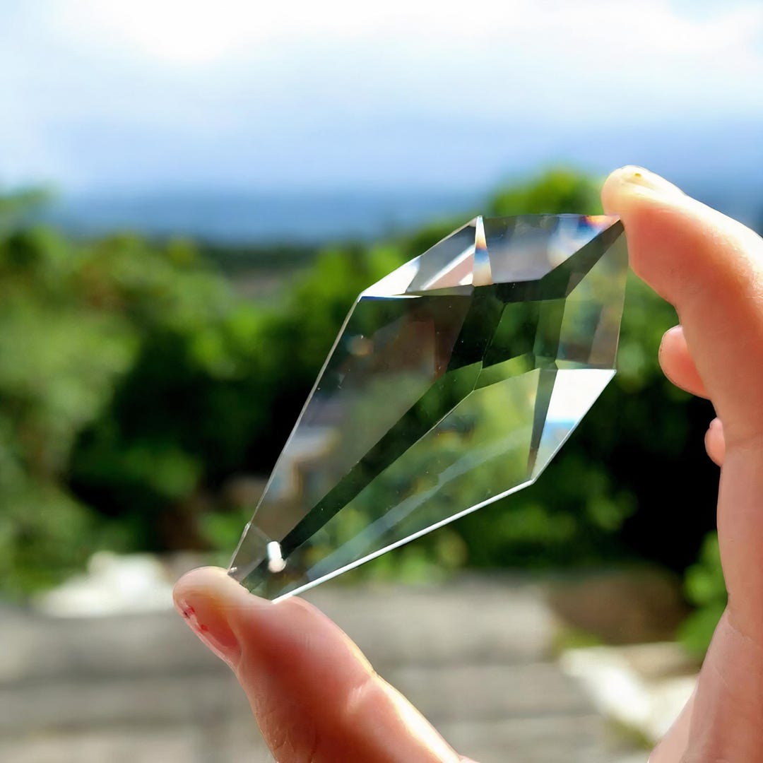 75mm Faceted Crystal Prism Clear Crystal Pendant Hanging Prism ...