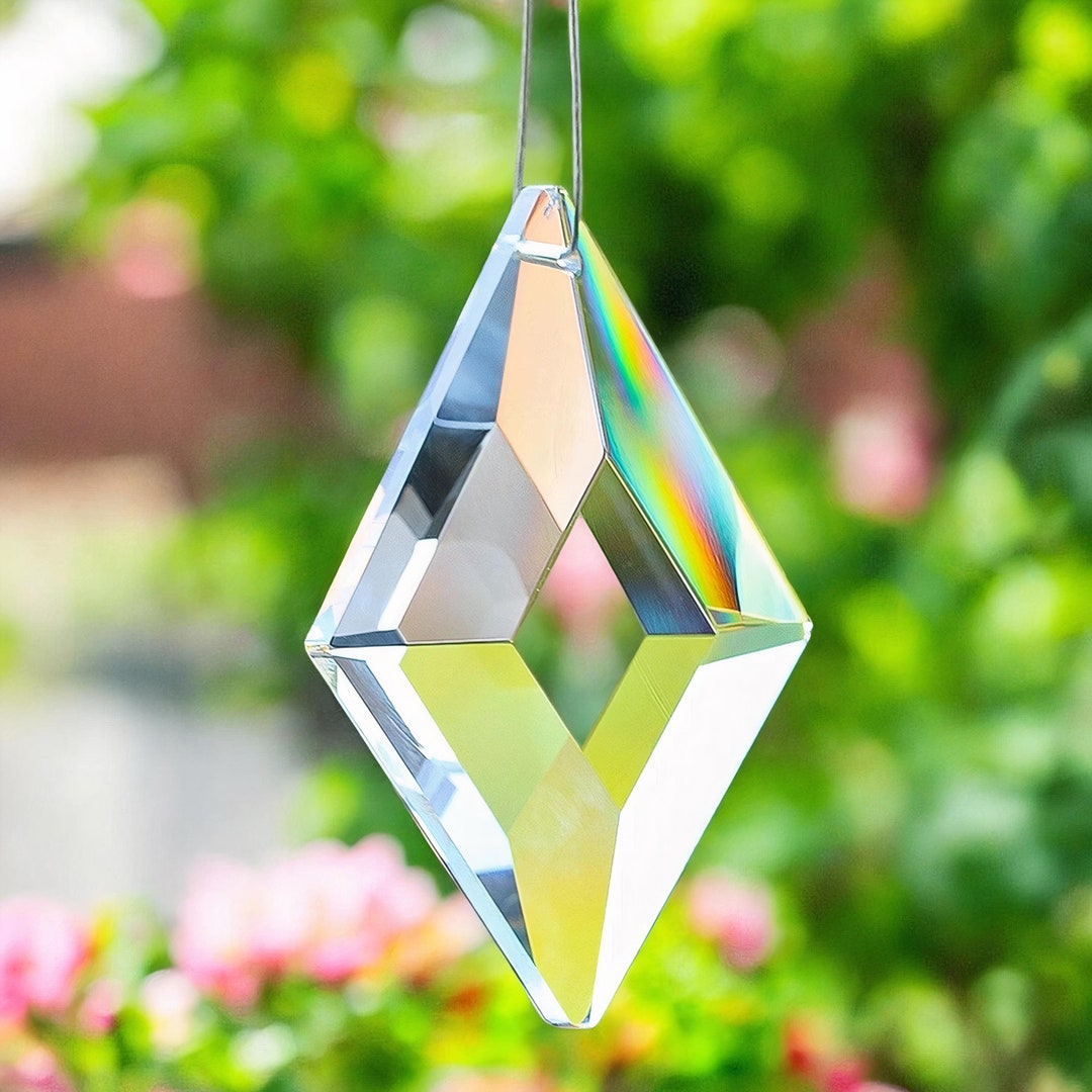 63mm Clear Rhombus Crystal Prism Ornament Hanging Crystal Prism ...