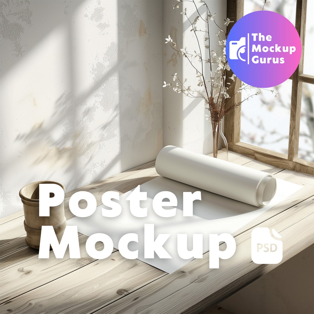 Poster Mockup, Mockup for A3 Artwork, Rolled up Poster Template, Flat ...